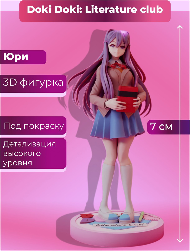 Коллекционная фигурка Юри 70мм / Doki Doki Literature Club Литературный клуб Доки-Доки New ...