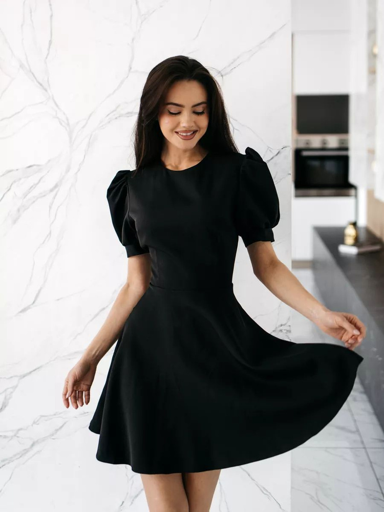 Платье Женский Mechta Brand черный, черный меланж футляр Офисный/школьный Длинный Полиэстер ...