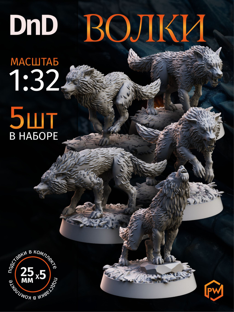 Миниатюра для настольных игр ДнД "Волки", Wolves (DnD, Pathfinder ...