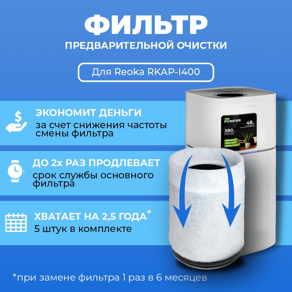 Фильтр для очистителя воздуха REOKA RKAP I 400. Префильтр. (5 шт ...