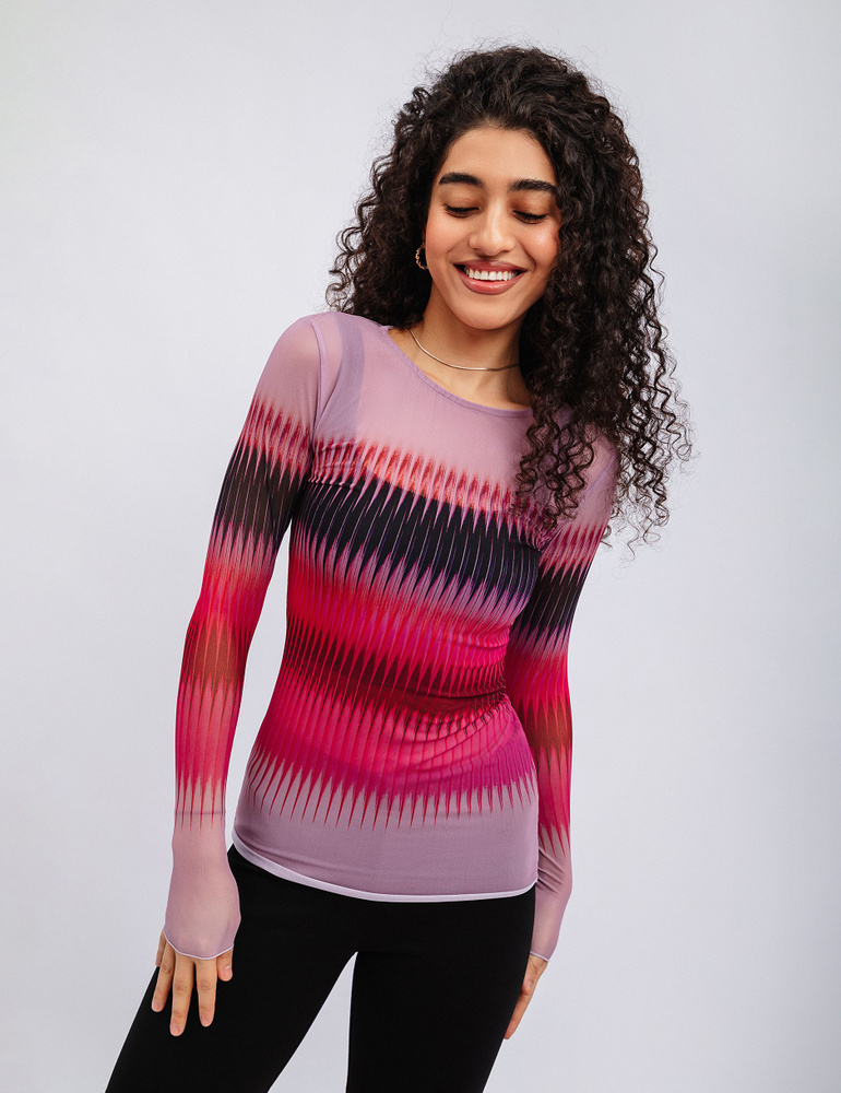 Лонгслив Женский chic chick розовый Длинный, размер 50 Полиэфир, Эластан облегающий Другое ...