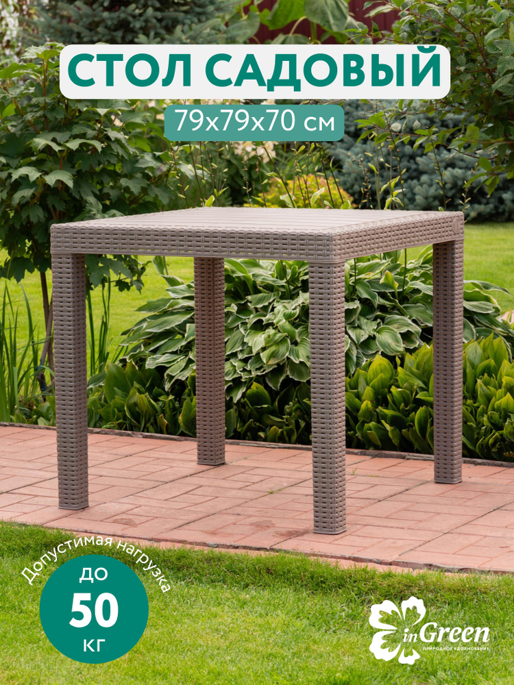 Стол садовый пластиковый малый 79х79х70см. купить на OZON по низкой ...
