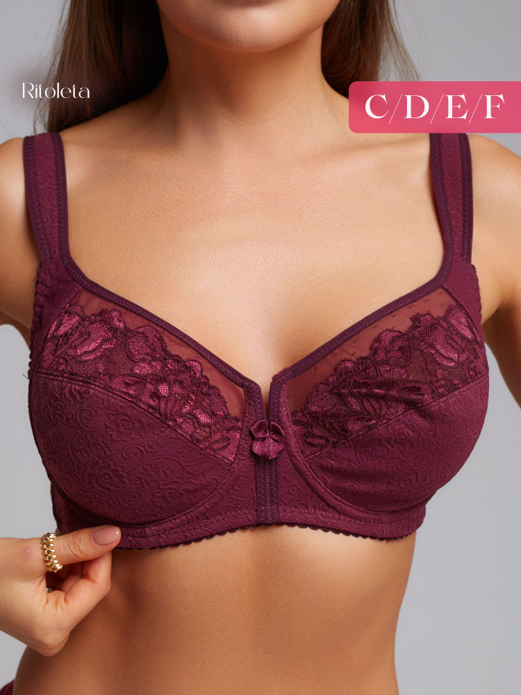 Бюстгальтер Женский Ritoleta мягкая чашка на каркасе, на косточках, размер 85C бордовый Эластан ...