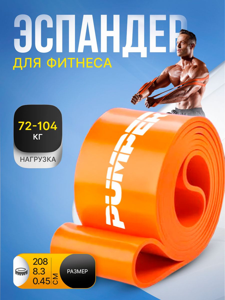 Резинка для фитнеса, эспандер для тренировок и подтягивания на турнике, сопротивление 72-104 кг ...