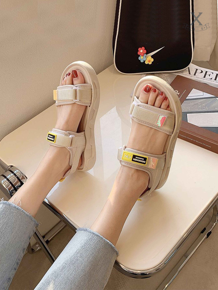 Босоножки Женский CHAOPAI Без каблука Полиуретан, EVA, размер 37, 38 Открытый нос R (средняя ...