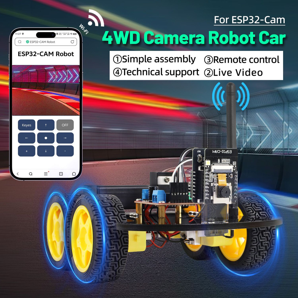 Keyestudio ESP32-Cam 4WD WIFI&Camera Smart Robot Car для Arduino ESP32 купить на OZON по низкой ...