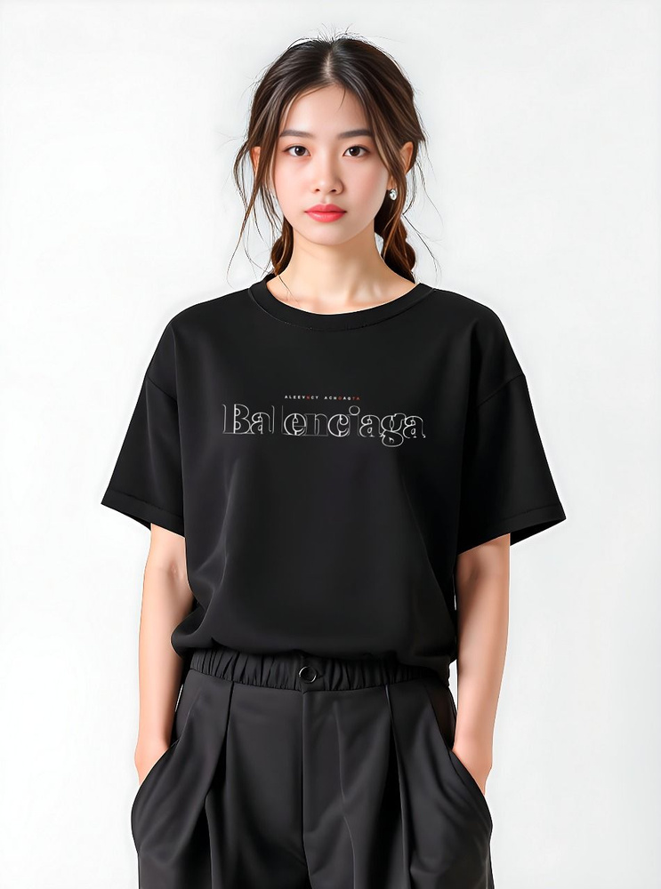 Футболка Девочки IMBA Company черный кварц Короткий, размер 158 Хлопок Анималистический прямой ...