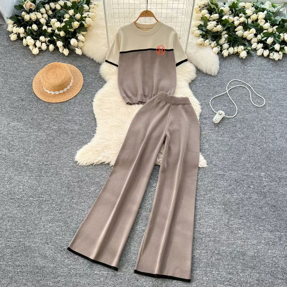 Комплект одежды Женский Miu Miu Повседневный с легинсами кофейная роза, размер 44, 46 ...