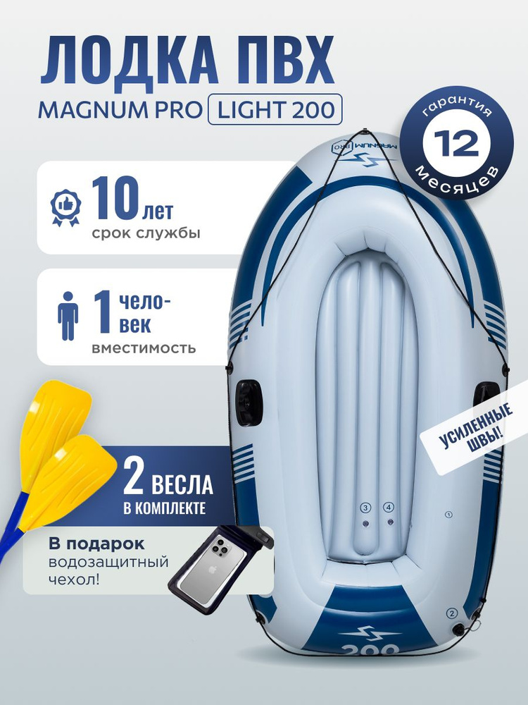 Magnum PRO Light 200 Лодка пвх надувная, одноместная для рыбалки и ...