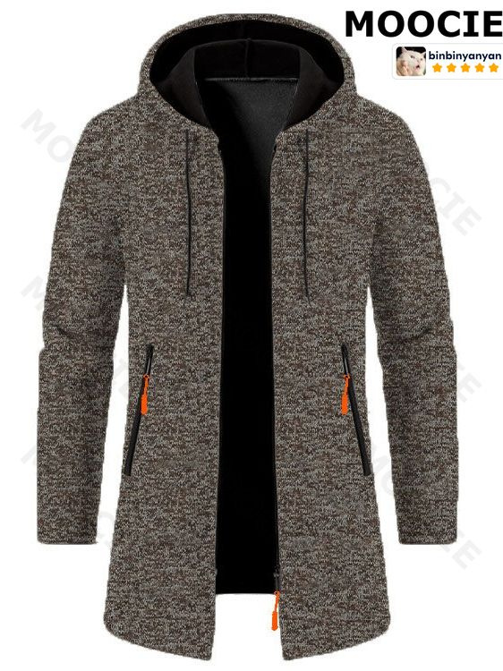 Пальто утепленное Мужской MOOCIE кофе круглый, размер 48 Длинный пуховик-одеяло Еврозима ...