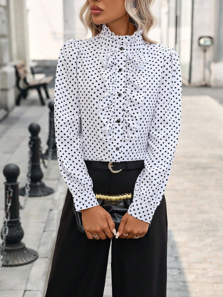 Блузка Женский GORGLITTER разноцветный Полиэстер Длинный Разноцветный ...