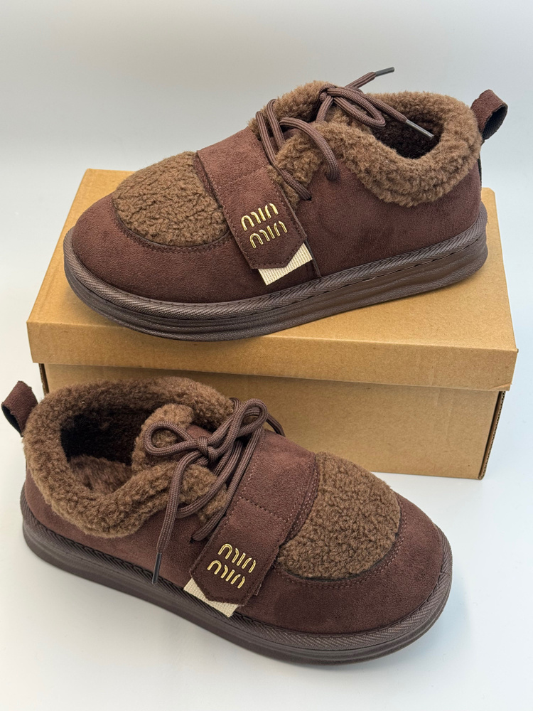 Ботинки Девочки Женский Miu Miu коричневый размер 36 Зима Шнурки Липучки Платформа Китай