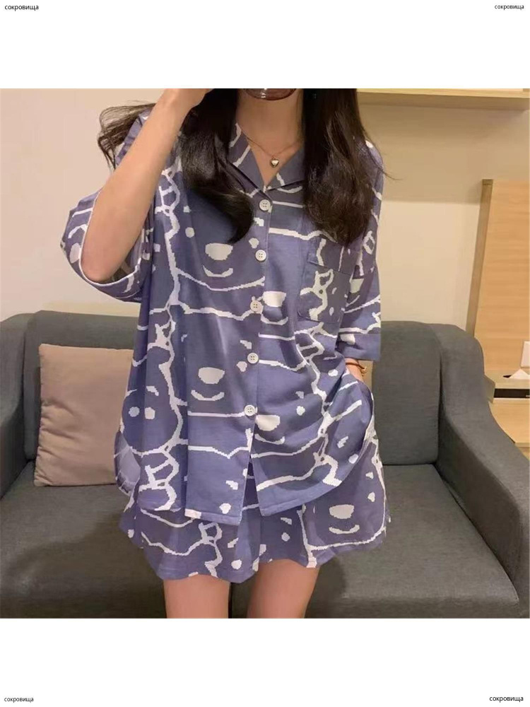 Пижама Женский Uniqlo с шортами, с футболкой Политекс, Полимерный ...