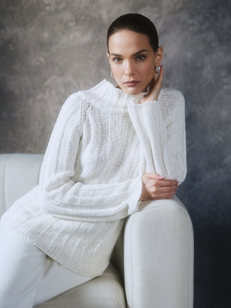 Свитер Женский Zarina белый, размер 44 Без застежки свободный Длинный Однотонный Турция купить c ...