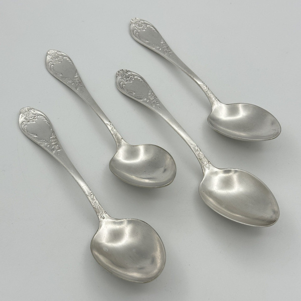 Набор из 4 столовых ложекс растительным декором, мНЦ медь-никель-цинк, штамповка, Вольнянский ...