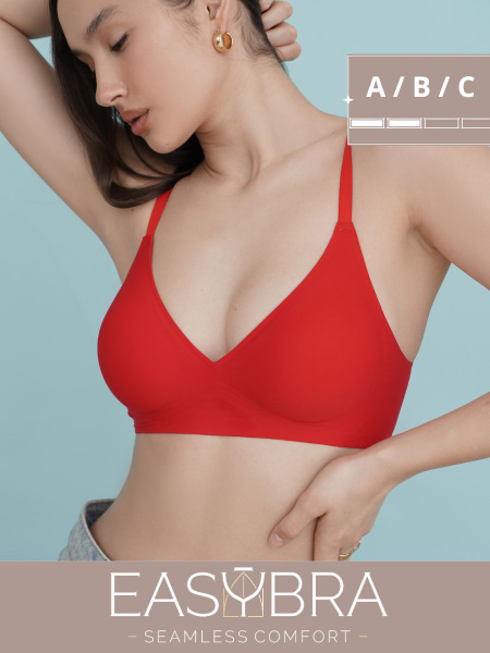 Бюстгальтер Женский EASY BRA без косточек, бесшовный, размер 85A, 85B красный Полиамид, Эластан ...