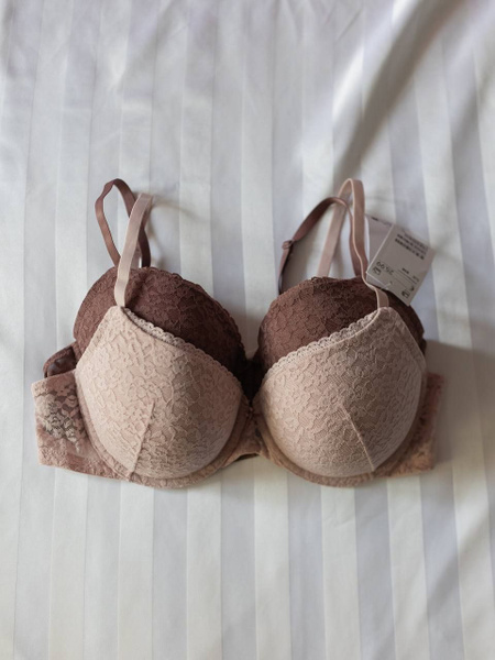 Бюстгальтер Женский H&M на косточках, пуш-ап, размер 85B розовая пудра, коричневый Полиамид ...