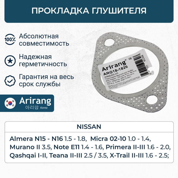 Прокладка выхлопной трубы Nissan Almera, Murano 2, Primera 2-3, Qashqai ...