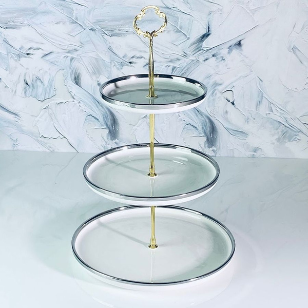 Этажерка трехъярусная Lenardi Multicolor, фарфоровая купить на OZON по низкой цене (1749259335)