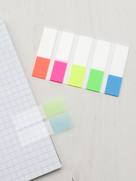 Закладки самоклеящиеся, стикеры для заметок, 4,5x1,2 см 5x25 листов ...