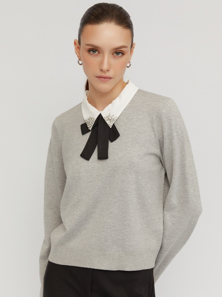 Джемпер Женский Zolla светло-серый Вискоза, Нейлон, размер 46 Длинный Китай купить c доставкой ...