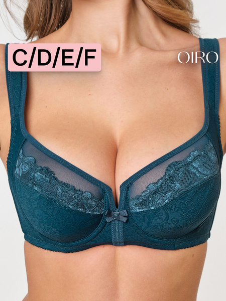 Бюстгальтер Женский OIRO мягкая чашка на каркасе, на косточках, размер 105F изумрудный Нейлон ...