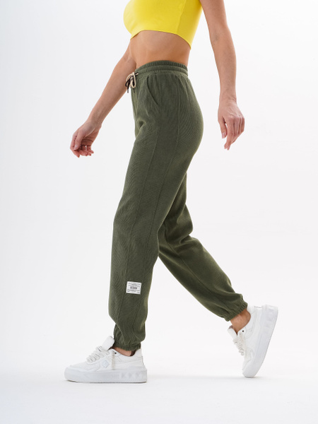 Брюки Женский XF.BUSF джоггеры, утепленные хаки Вельвет, Микровельвет Повседневный, размер 52 ...