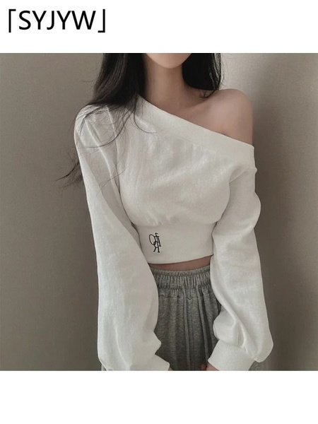 Топ Женский SYJWY белый, размер 46 Полиэфирное волокно Длинный Повседневный Вышивка, Воротник ...