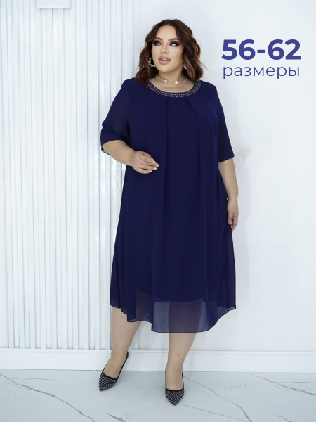 Платье Женский ZLATA PRIMA синий прямое Вечерний/праздничный Средний ...