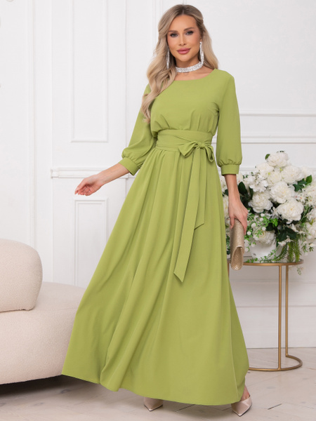 Платье Женский BELLMELODY зеленовато-бежевый Вечерний/праздничный Три четверти Текстиль, размер ...