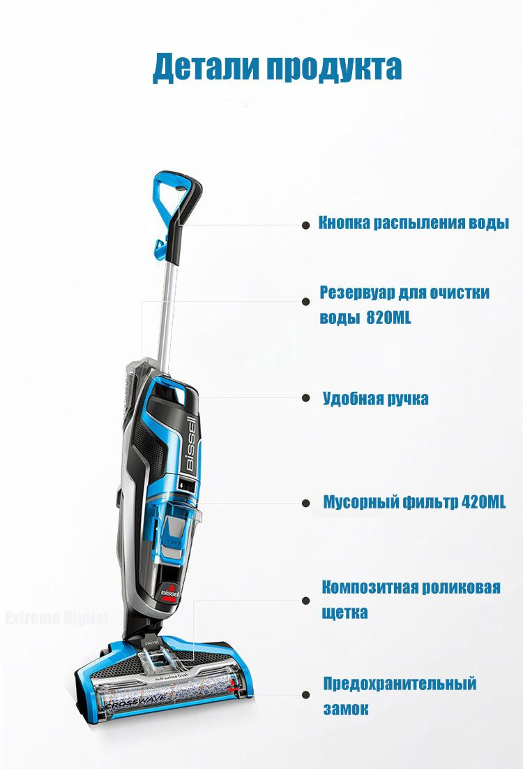 Вертикальный моющий пылесос,Bissell Crosswave1713Z проводной, Синий ...