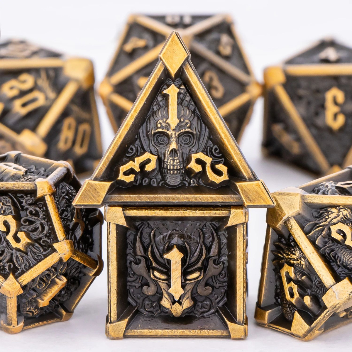DnD Skull&Dragon Metal Dice Set,кубики метал для DnD и настольных ...