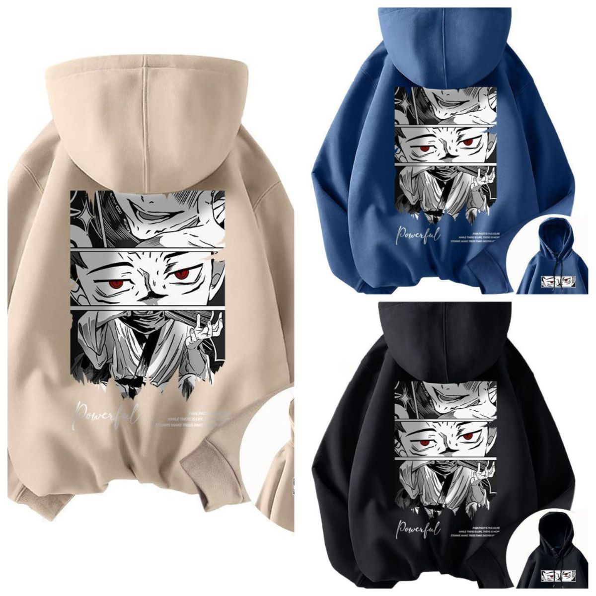 Худи Мужской SYJWY черный Без застежки Хлопок, Полиэстер, размер 50 свободный Длинный Портрет ...