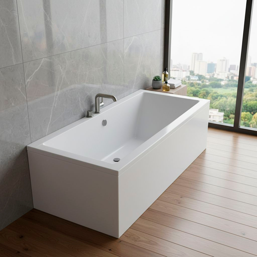 Ванна акриловая 165х75 Helmken Alvaro комплект 3 в 1: прямоугольная ванна, ножки, лицевой экран ...