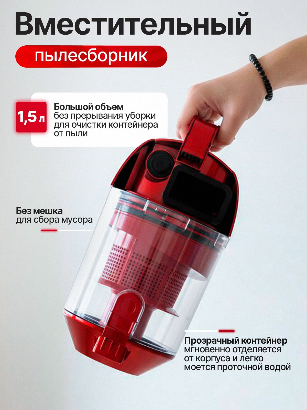 Пылесос для дома мощный, 2800 Вт, объем 1.5л, Пылесос с контейнером купить на OZON по низкой ...