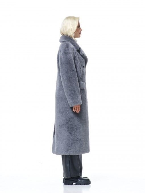 Шуба искусственная Женский Vira Plotnikova графит, серый английский воротник Овечья шерсть ...