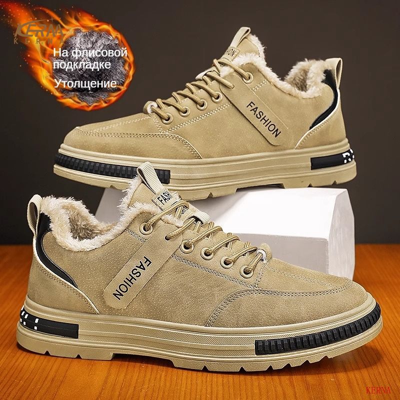 Кроссовки Мужской KERNA Натуральная кожа Бег, размер 39 R (средняя) Зима Шнурки Стандартный ...