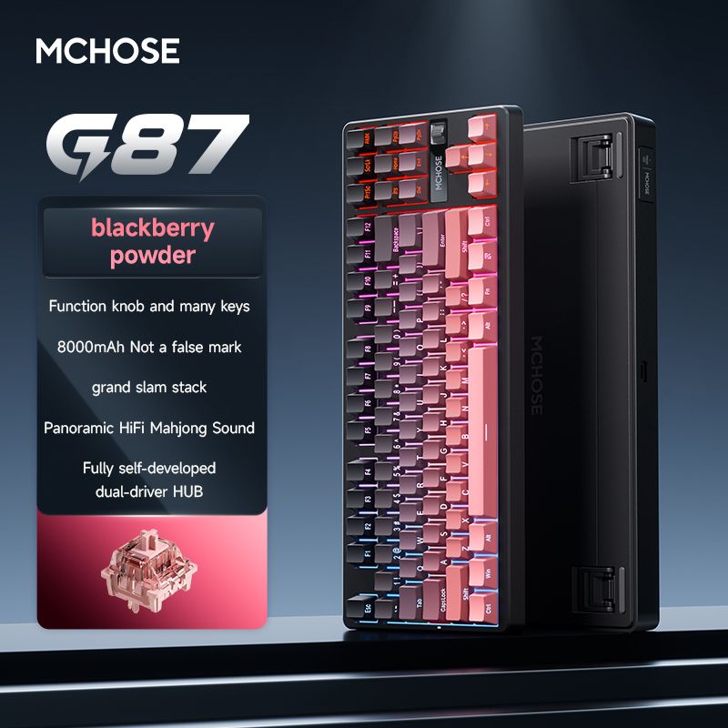MCHOSE Игровая клавиатура беспроводная G87 Black Pink+Blazing Flame ...