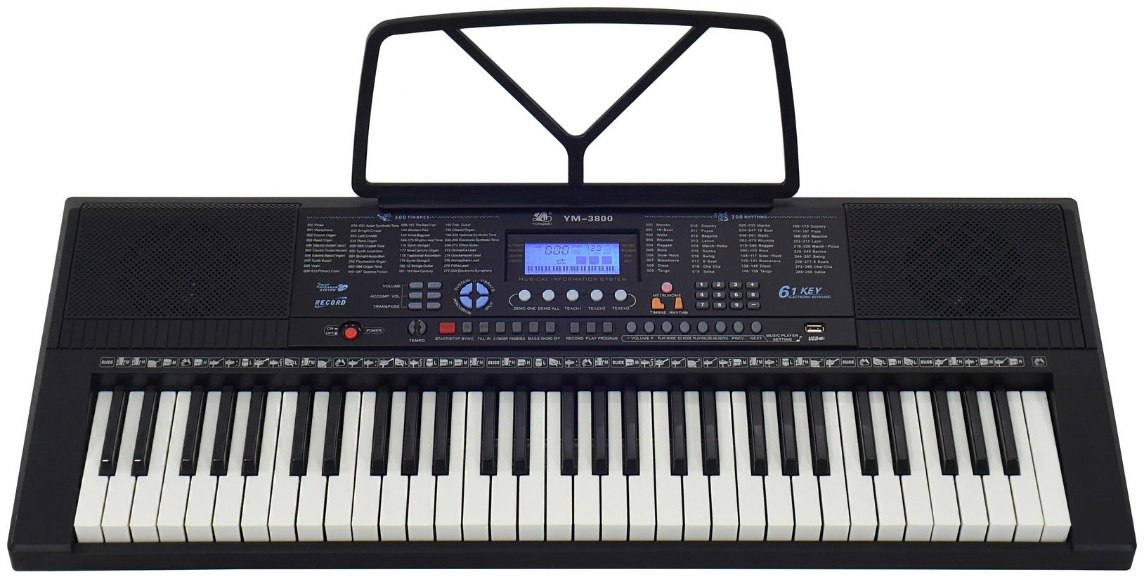 Синтезатор Yongmei YM-3800 61 клавиша, с функцией обучения, микрофон ...