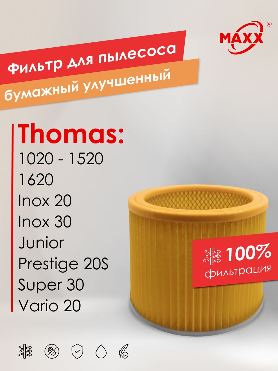 Фильтр PRO бумажный улучшенный для пылесоса Thomas 1020, 1030, 1120 ...