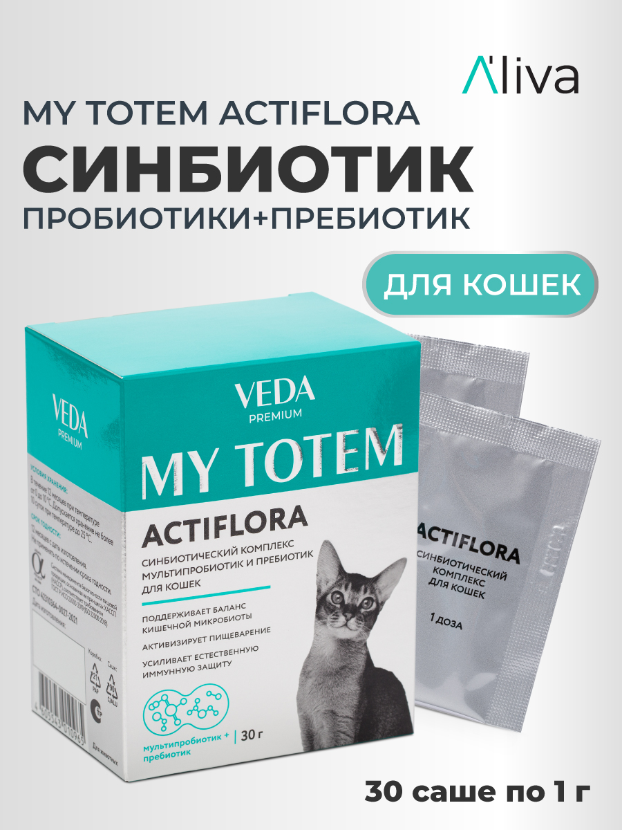 Пробиотики и пребиотик для кошек, синбиотический комплекс ACTIFLORA ...