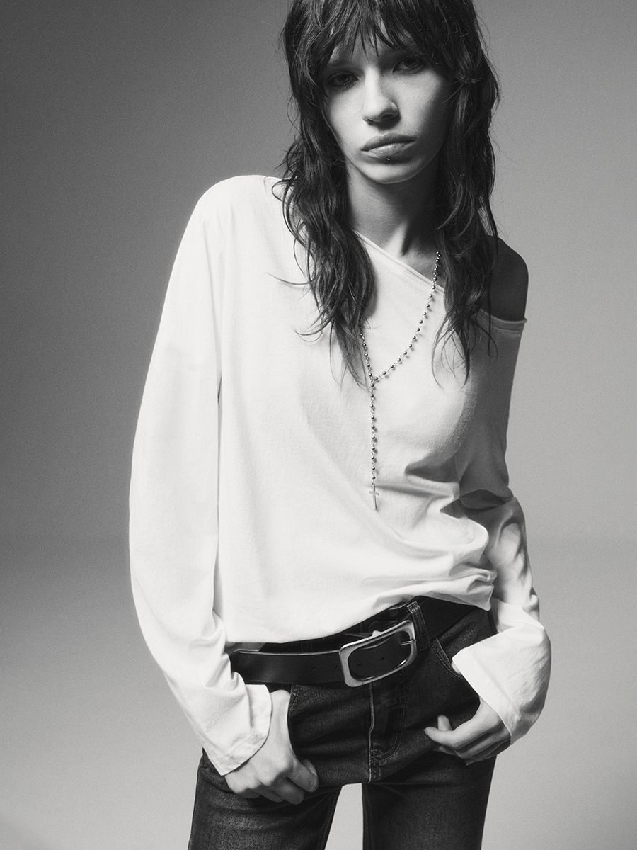 Лонгслив Женский Befree белый Длинный, размер 50 Трикотаж прямой Однотонный Повседневный, рост ...