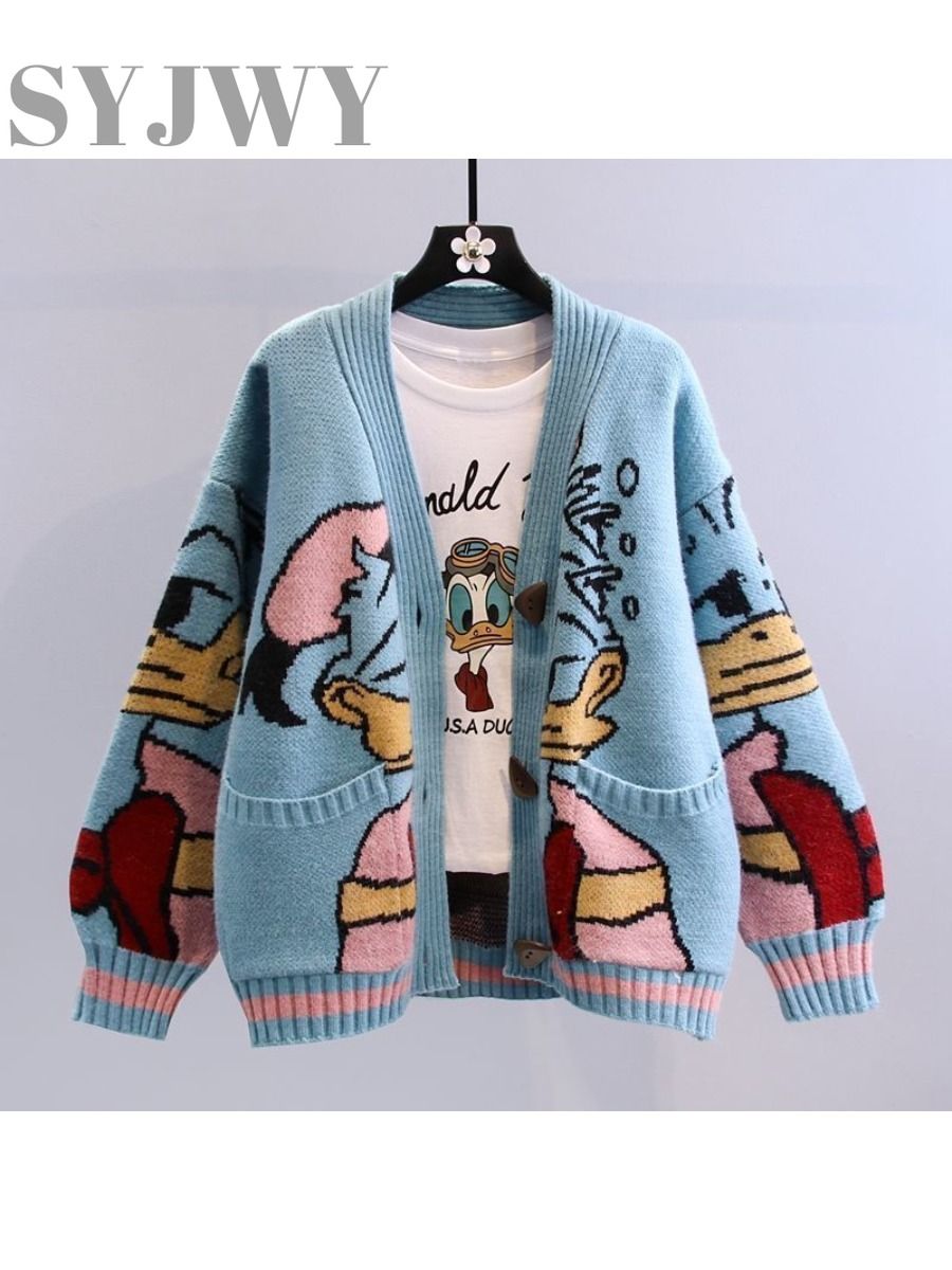 Свитер Женский SYJWY синий Лавсан, размер 40, 42 Пряжка Длинный ...