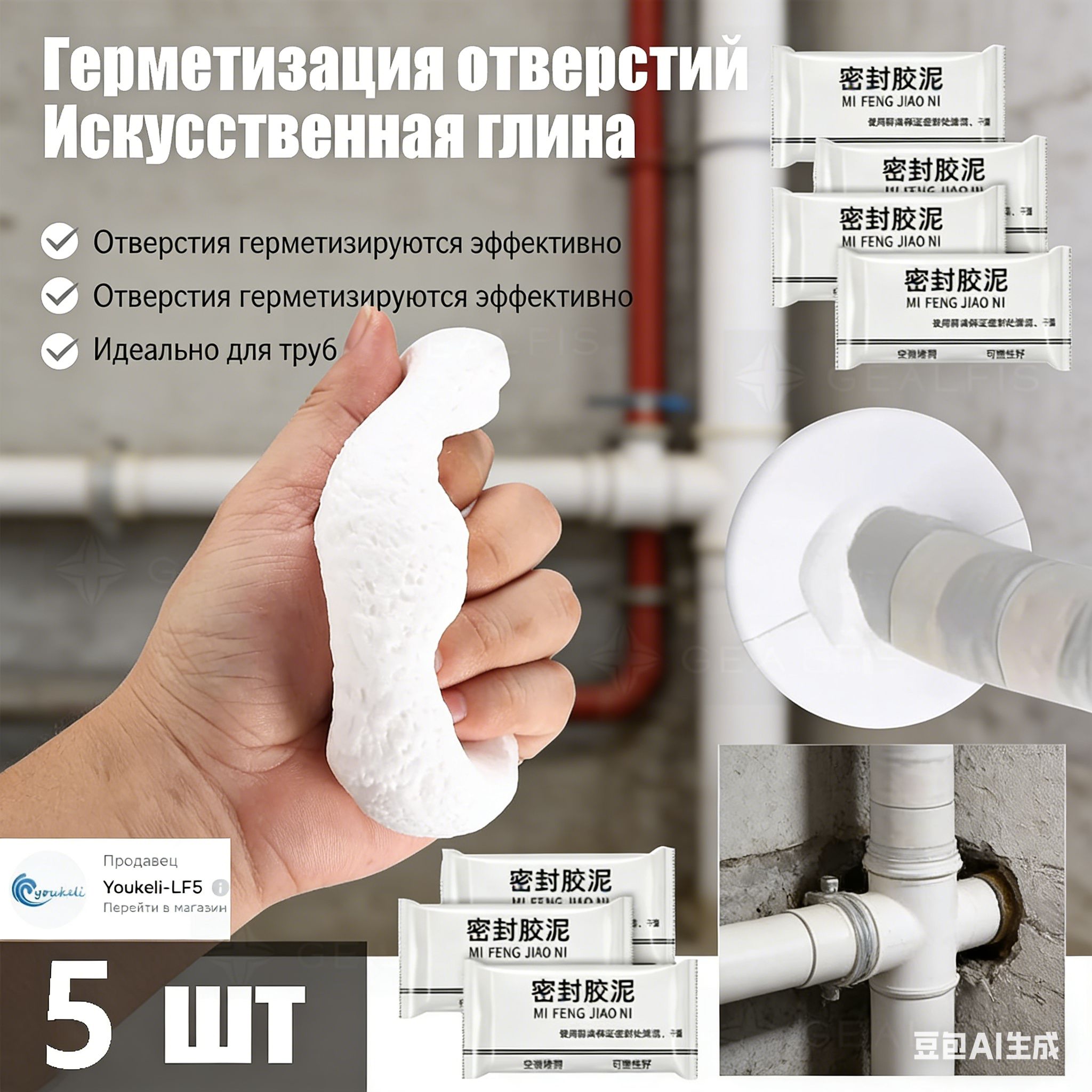 Гидроизоляционная мастика для заделки дыр в стенах и герметизации труб ...