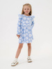 Платье Девочки NATIVIA голубой, белый Повседневный Длинный Хлопок Рюши, размер 128 Без застежки ...