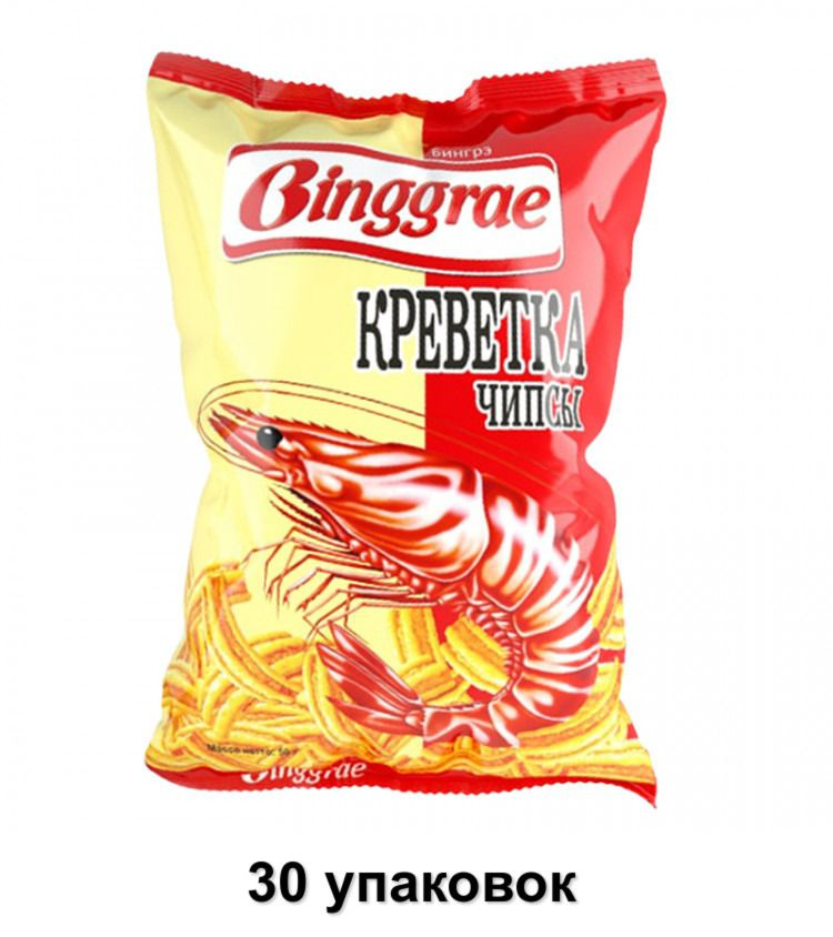 Binggrae Чипсы Креветка, 50 г, 30 уп - купить с доставкой по выгодным ...