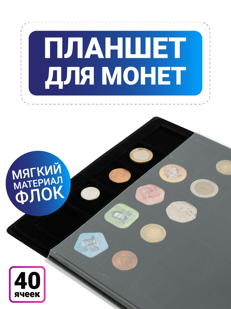 Планшет для монет с крышкой на 40 ячеек купить на OZON по низкой цене (1418270671)