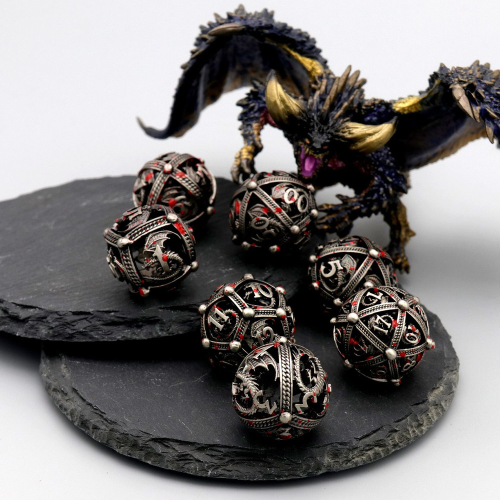 Набор кубиков DND, набор многогранных кубиков D&D Metal Ball Hollow ...