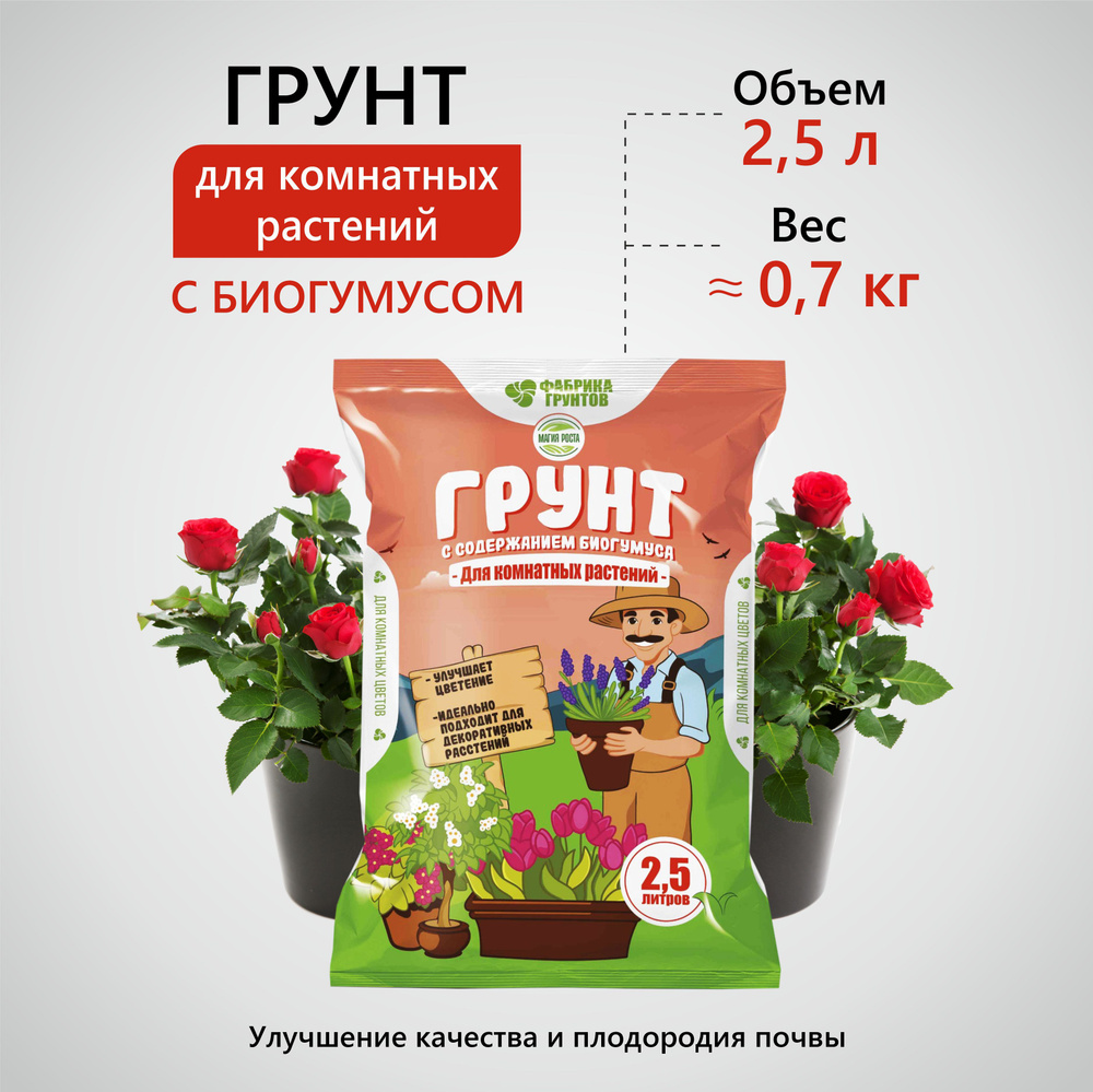 Грунт для комнатных растений. Земля для рассады. Биогумус 2.5л - купить ...