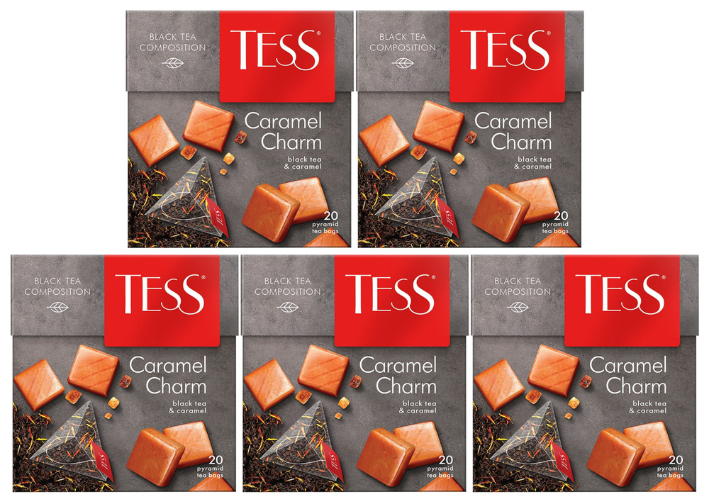 Чай черный в пирамидках Tess Caramel Charm, 20 пакетиков х 5шт. Аромат ...